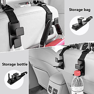 Ouzorp 2Pack Car Seat Headrest Hook, Universal Car Storage Headrest Hanger Holder Hooks Organizer, Durable Backseat Hanger Interior Accessories for Handbag