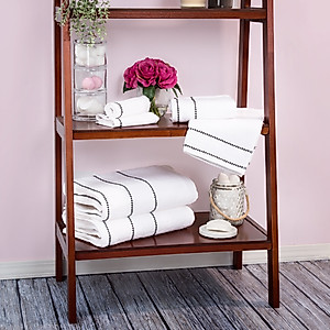 6PC Towel Set - 525GSM 100% Cotton Bathroom Essentials with 2 Bath Towels, 2 Hand Towels, and 2 Wash Cloths - Absorbent Sheets for Bath, Shower, Gym, Spa, and Dorm Room by Lavish Home (White)