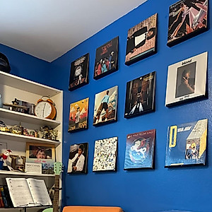 YFEEN 6Pack Black Acrylic Shelf Vinyl Record Shelf Wall Mount,15 INCH Acrylic Record Album Holder Shelves,Floating Book Shelves for Kids Room