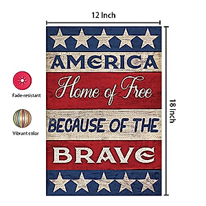 CROWNED BEAUTY 4th of July Patrioctic Free Garden Flag 12x18 Inch Double Sided Memorial Day Blue Star Red Independence Day Outside Yard Party Decoration