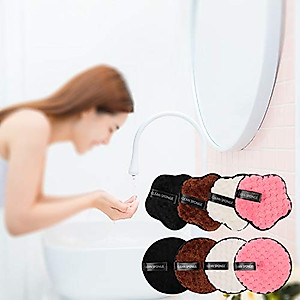 Tugaizi 8 Pack Reusable Makeup Removing Pads Face Cleansing Pads Christmas Gifts Face Eraser Removing Cleaning Puff Soft Chemical-Free Facial Cotton Pads with Laundry Bag 4.7" Dia