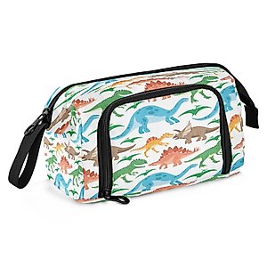 DEHOZO Portable Pencil Case Pen Bag with Zipper, Dinosaurs Dino Animals Large Pencil Pouch Pen Case Stationery Bag for Office School Student, Multifunctional Pen Box for Girl Boy Men Women