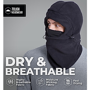 Tough Headwear Fleece Balaclava Ski Mask - Winter Face Mask for Men & Women - Face Cover for Extreme Cold Weather Gear