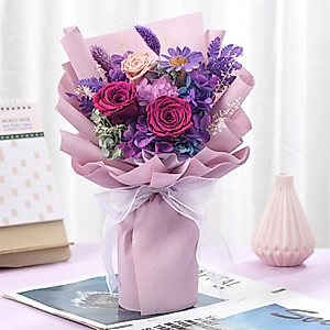 lovenfold Flowers for Delivery Prime,Preserved Flowers Bouquets,Purple Rose Bouquets That Last 1-3 Years,Gift for Her: Birthday Christmas Valentine's Day Mother's Day, Room Decorations