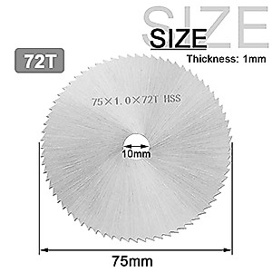 3 Inch Hss Saw Blade 75mm Steel Saw Disc Wheel Cutting Blades with 3/8 Inch Arbor Mini Drill Saw Blade for Wood Plastic Metal Tile Composite Materials Cutting 72T (3Pcs)