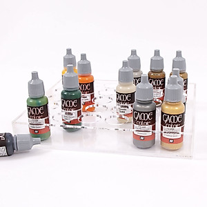 Craftelier - Paint Stand or Organiser Tray for Alcohol-based Inks with 25 Paint Jars Ø 2.5 cm (8" x 7" x 1.2") | Transparent Colour - Dimensions Approx. 20.3 x 17.7 x 3.1 cm (8" x 7" x 1.2")