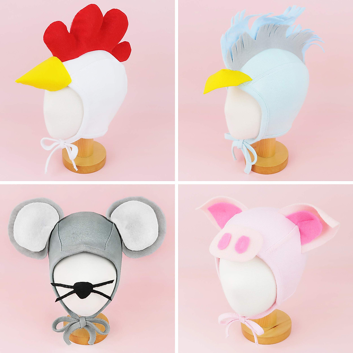 HappyTree 2 Pack Baby Hat Bonnet Soft 100% Combed Cotton Toddler Infant Beanie Pilot Caps, White + Light Pink, Medium