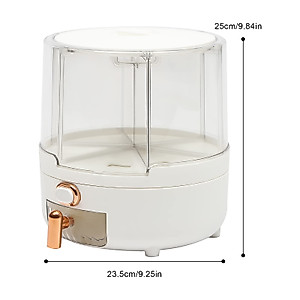 BANLICALI 6 Grid Rice Dispenser, 360° Rotating Dry Rice Dispenser PET PP Kitchen Grain Storage Container with Anti-slip Pads for Store Rice and Beans White+Clear (medium)