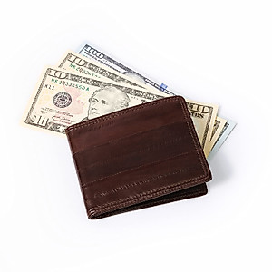 OROM EEL SKIN LEATHER SLIM WALLET (brown, 3.8" x 3.15")