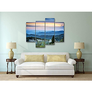 YKing1 Scenic Blue Ridge Parkway Appalachians Smoky Mountains Spring Landscape Wall Art Painting Pictures Print On Canvas Stretched & Framed Artworks Modern Hanging Posters Home Decor 4PANEL