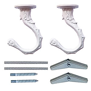 GDQLCNXB Ceiling Hooks 2.6"/65mm - Heavy Duty Swag Hook with Steel Screws Bolts and Toggle Wings for Hanging Plants Ceiling Installation Cavity Wall Fixing White - (2 Sets)