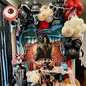 Felice Arts Halloween Blood Splatter Balloon Arch Garland Kit White Red Black Balloons with Red Blood Eye and Demon Foil Balloons for Birthday Vampire Haunted House Halloween Party Supplies