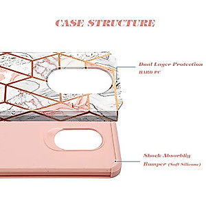 Fingic Case for Moto G7 Power, Case for Moto G7 Supra, Case for Moto G7 Optimo Maxx, Rose Gold Marble Design Shiny Glitter Bumper Hybrid Hard PC Soft Silicone Anti-Scratch Shockproof Protective Case