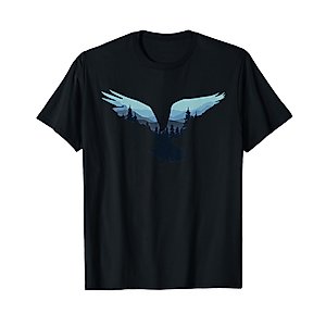 Beautiful Flying Eagle Night Sky Forest Bird Silhouette T-Shirt