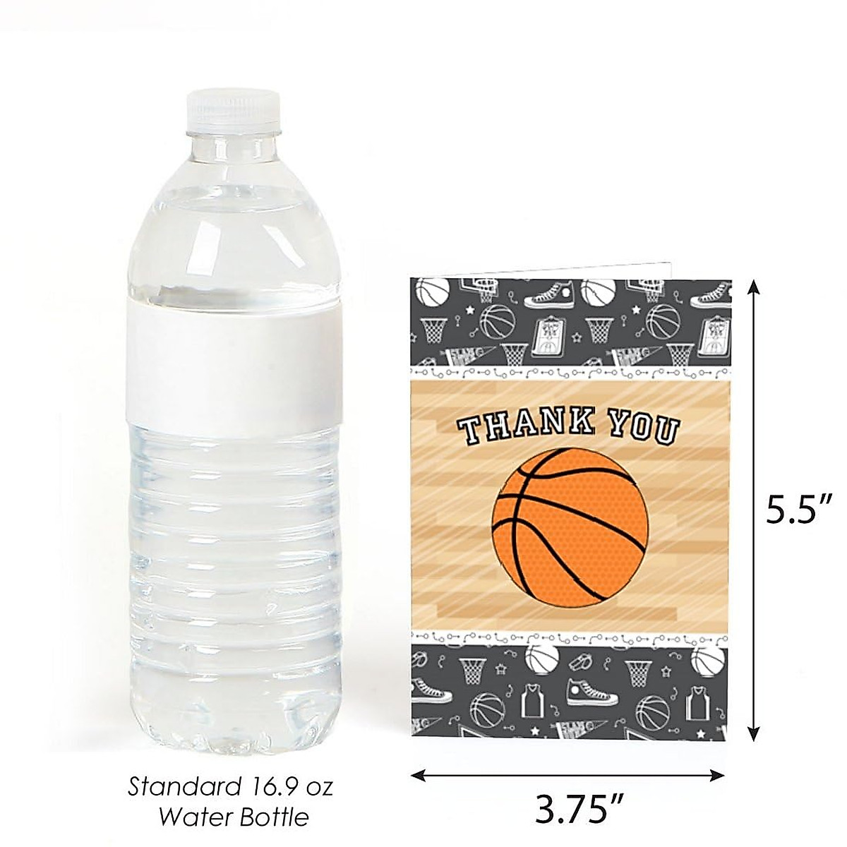 Big Dot of Happiness Nothin' but Net - Basketball - Baby Shower or Birthday Party Thank You Cards (8 Count)