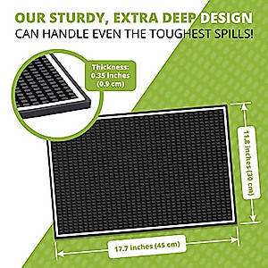 Bar Mat Counter Top - 17.7 x 11.8 inch, Black Waterproof, Non-Slip, Non-Toxic, Heavy Duty Rubber, Easy to Clean, Perfect for Bars & Restaurants, Premium Quality - Knot and Style (Premium)