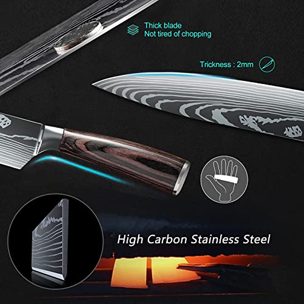 Dfito Kitchen Chef Knife Sets, 3.5-8 Inch Set Boxed Knives 440A Stainless Steel Ultra Sharp Japanese Knives, 5 Pieces Knife Sets for Professional Chefs