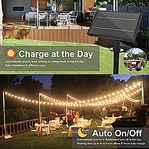 RTTY Solar String Lights Outdoor Waterproof 100ft with Remote and 52 Edison Bulb,Dimmable&Shatterproof,ST38 Solar Powered String Lights for Outside,Patio,Porch