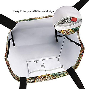 AUUXVA Canvas Tote Bags Reusable Ancient World Map Large Canvas Handbag Purse Shoulder Shopping Bag for Women Grocery Bag with Zipper Pouch