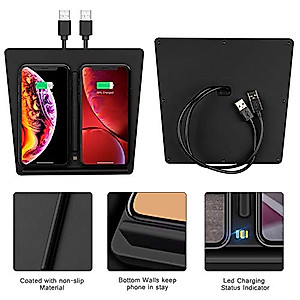 VXDAS Tesla Model 3 Wireless Charger, Dual 10W QI Wireless Phone Charging Pad M3 Car Center Console Tesla Model 3 Accessories Panel with 7pcs Custom Cup Mat Center Console Liner mat-Newest Upgrade