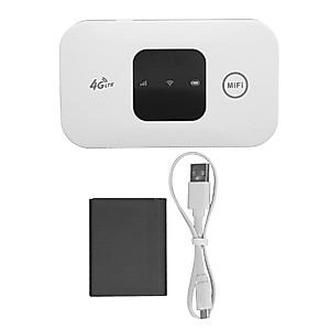 Portable, 4G Mobile Router, Pocket Mobile Network Hotspot with SIM Card Slot, for Car Users Business Travelers Outdoor Travelers White