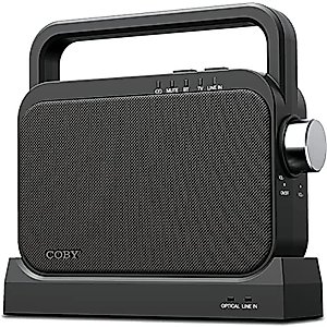 Coby Wireless Digital Hearing Amplifier TV Audio Speaker for Hard of Hearing - Portable TV Listening Assistance Bluetooth Speaker for Seniors, Elderly, and Hearing Impaired with Voice Highlighting,Black,CSTV130