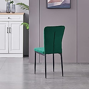 FENZARD Set of 4 Living Room Chairs Dining Chairs with Velvet, High Back, Metal Frame and Modern Lattice Design for Living Room, Dining Room,Green