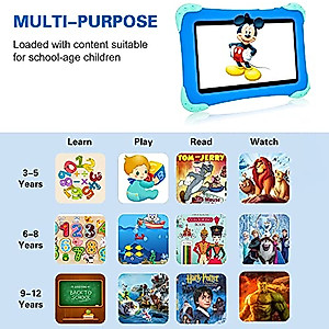 Fivahiva Kids Tablet 7 inch Tablet for Kids 2-12 Android 11 Go Quad-core 2GB+32GB Dual Camera Parental Control Pre-Installed iWawa Learning Game Software Toddler Tablet with Drop-Proof Case