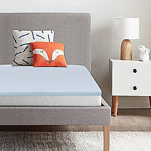 3 Inch Memory Foam Mattress Topper Cooling Gel Infused Mattress Topper Ventilated Design Pressure-Relieving Layers CertiPUR-US Certified,Twin Blue