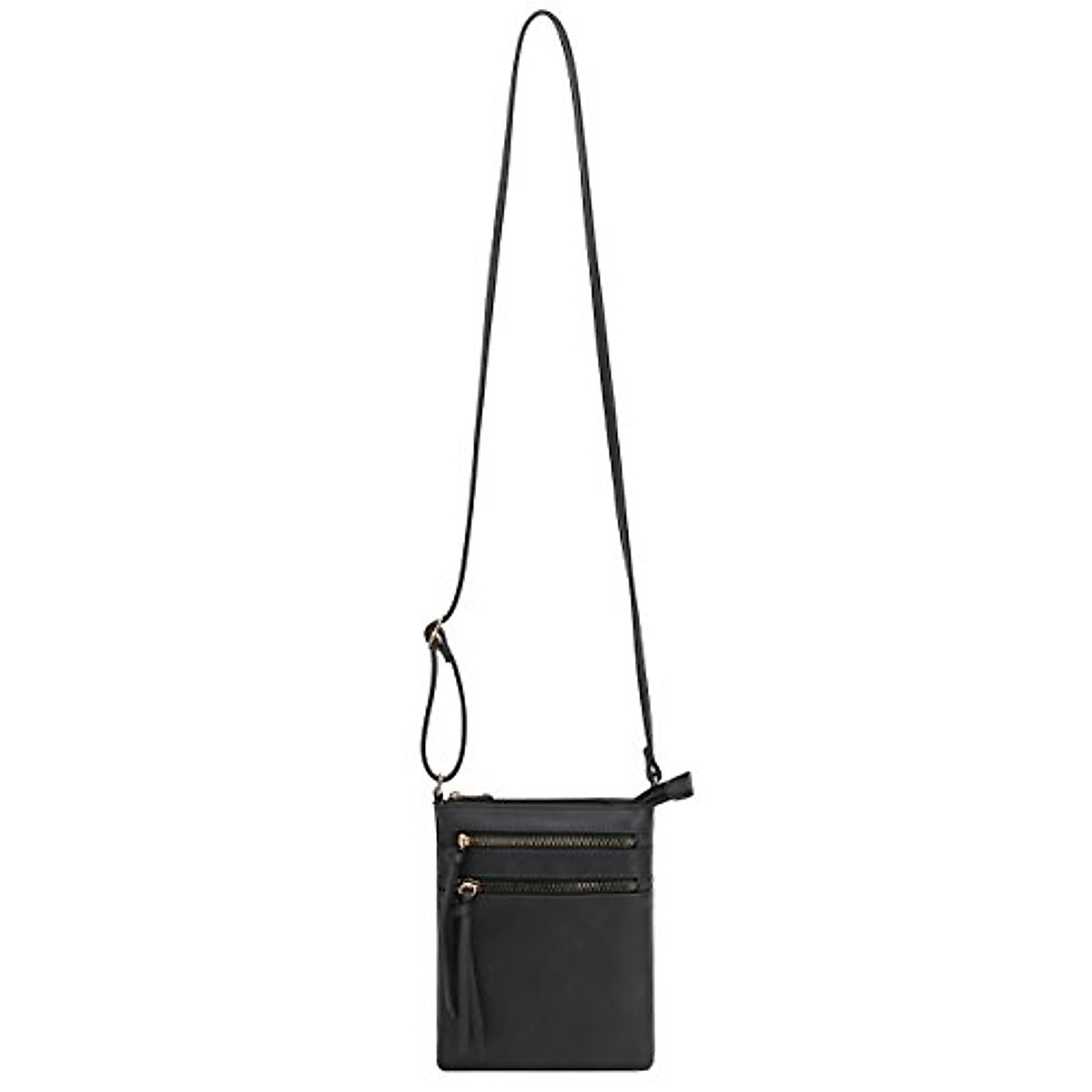 DELUXITY Crossbody Purse Bag Shoulder Bag Multi Pocket Zipper Purse | Black