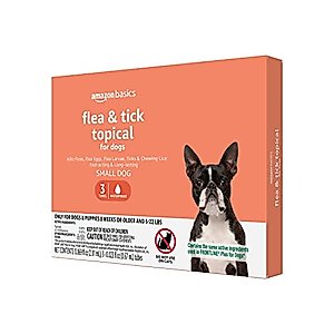 Amazon Basics Flea and Tick Topical Treatment for Small Dogs (5-22 pounds), 3 Count (Previously Solimo)