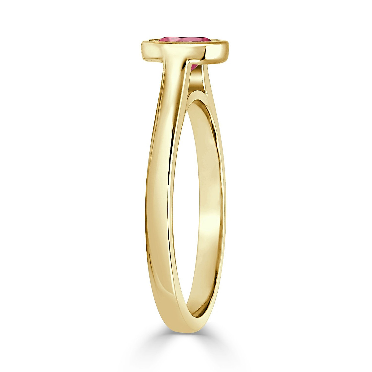 Diamond Wish 18K Yellow Gold Round-Cut Ruby Gemstone Solitaire Engagement Ring Bezel (3/4 cttw) Size 7.5