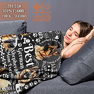 InnoBeta German Shepherd Themed Throws for Dog Moms, Dog Lovers, Dog Owners, Birthday Gifts for German Shepherd Lovers, Best Friend, Coworkers, Sisters (50"x 65") - Black