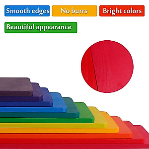 Dinhon 11 PCS Wooden Rainbow Board Oversized Stacking Game Jigsaw Puzzle Building Blocks Children's Baby Toddler Toys 3 Years Old Boys and Girls Toy Gifts
