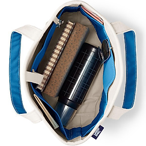 Lands' End Natural Open Top Canvas Tote Natural/beacon Blue No SzMedium