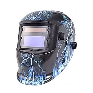 UOBEKETO Solar Auto Darkening Solar Welding Helmet Arc Tig Mig Mask Weld Welder Lens Grinding Mask with Adjustable Shade Range (lightning)