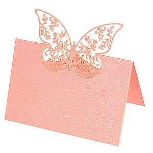 YOKIVE Place Cards for Table Setting, 50Pcs Name Cards Wedding Place Cards Table Place Cards Blank Card for Wedding Reception Dinner Party, Pink