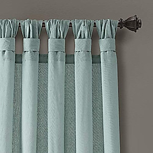 Lush Decor X 45 1 Blue Burlap Knotted Tab-Top Window Curtain Panel Pair (84" x 45"), 84