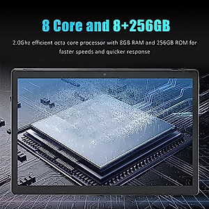 2 in 1 10 Inch Tablet for Android 12, 2.0Ghz 8 Core CPU, 8 + 256GB, 1960 x 1080 FHD HD Touch Screen, 2.4GHz and 5G WiFi, with Keyboard and Mouse, Bluetooth 5.0, 4G Calling (US