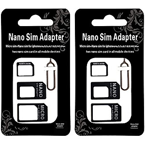 VIVP 2 Pcs SIM Card Adapter Kit - 4 in 1 Nano Micro Standard Converter Kit with Steel Tray Eject Pin 1