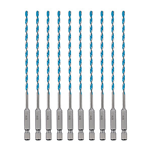 toolant 5/32" Concrete Drill Bit Set & Masonry Drill Bit Set, Shockproof Hex Shank Hammer Drill Bit Set for Glass/Brick/Plastic/Cement/Tile, Industrial Strength Carbide Drill Bit Tip 1/4" Box of 10