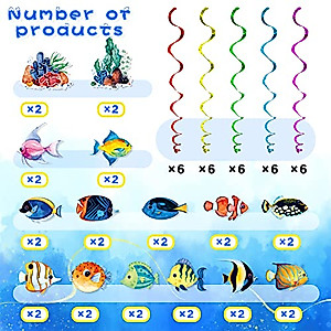 Tropical Fish Hanging Swirls 30 Pack Foil Ceiling Hanging Swirls Streams Banner Decorations Garland for Kids Under the Sea Ocean Baby Shower Celebrating Events Birthday Party Supplies Room Wall Decor