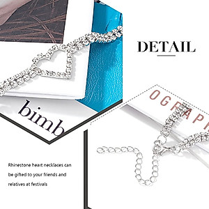 JONKY Rhinestone Choker Necklace Silver Heart Necklaces Crystal Chokers Bling Neck Jewelry for Women (Heart Choker)