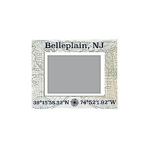 R and R Imports Belleplain New Jersey Souvenir Wooden Photo Frame Compass Coordinates Design Matted to 4 x 6