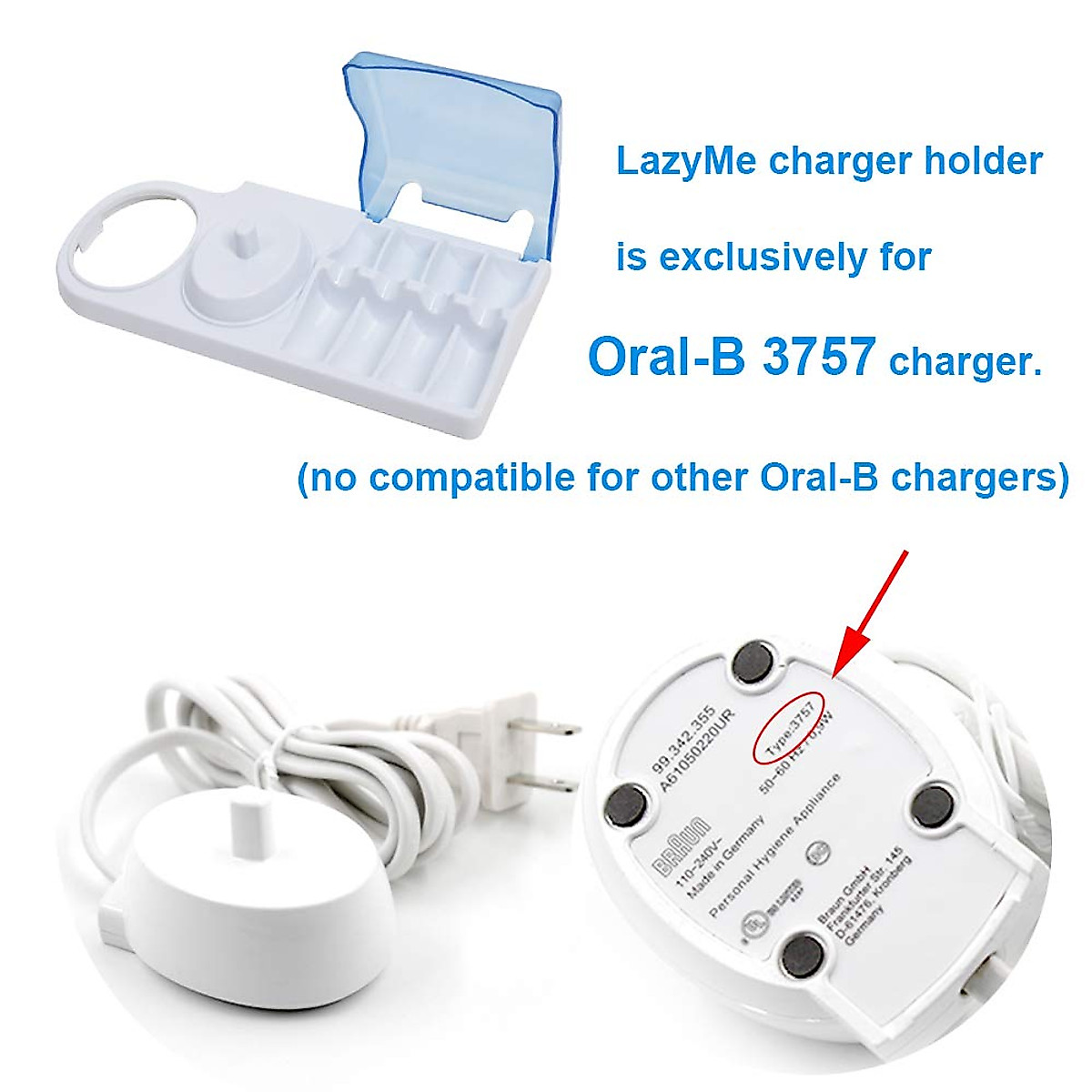 LazyMe Electric Toothbrush Stand for Oral B，Electric Toothbrushes Heads Holder for Oral B (1 Pack)