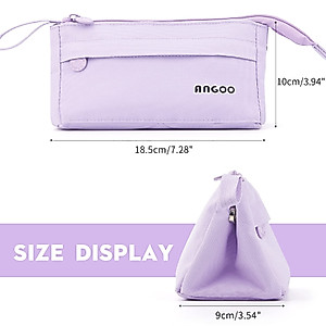 ANGOOBABY Large Capacity Pencil Case Durable Pen Pouch Portable Pencil Bag with Handle for School Teen Girl Boy Men Women Adults Purple