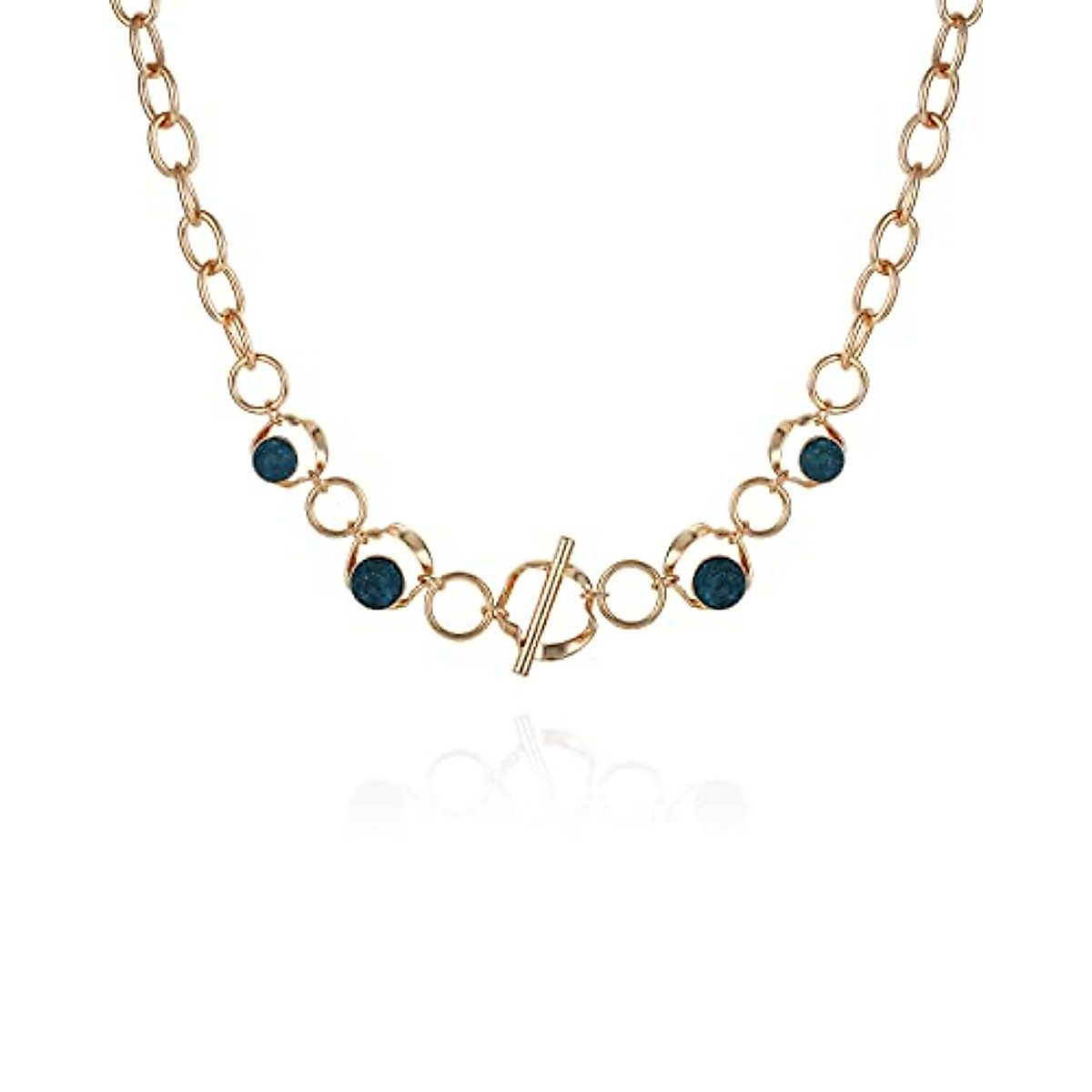 Vince Camuto 14k Gold Tone Twisted Link Necklace, Gold and Pantone Semistone