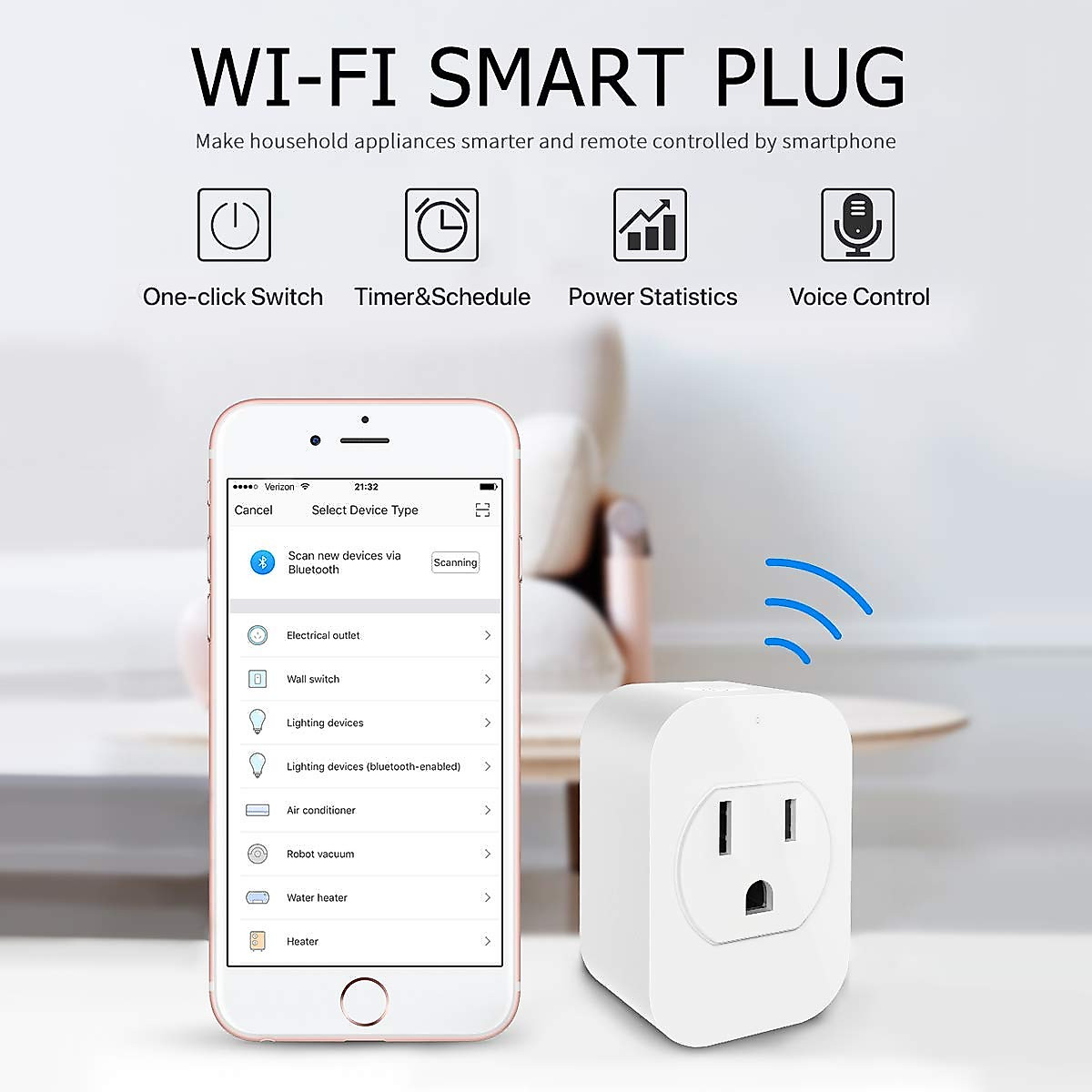 eco4life Smart Plug, WiFi Mini Plug Outlet, Compatible with Alexa and Google Home, Voice Control, App Remote Control Anywhere, No Hub Needed, UL Certified