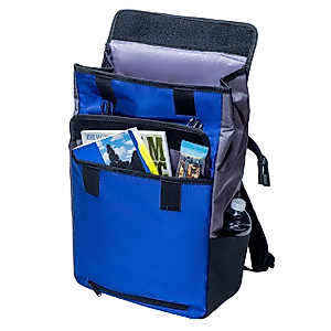 Case-It Laptop Backpack 2.0 with Hide-Away Binder Holder, Fits 13 Inch and Some 15 Inch Laptops, Blue (BKP-202-BLU)
