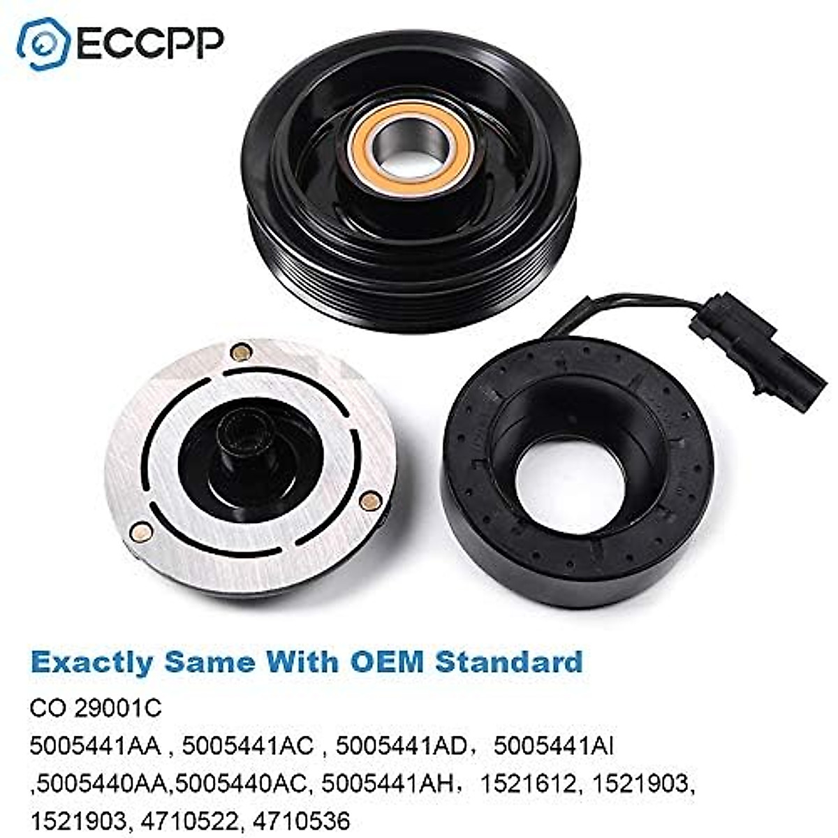 ECCPP A/C Clutch 2001-2007 Fit for Chrysler Town & Country 3.3L 3.8L 2001-2007 Fit for Dodge Grand Caravan 3.8L AC Compressor Clutch Assembly Kit